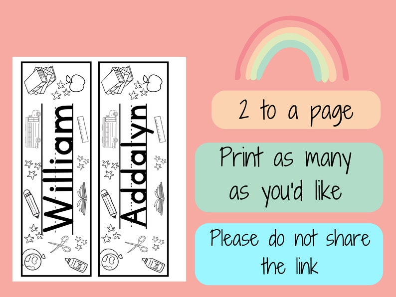 Coloring Activity Pre-k Name Tags Personalized Name Plates for Students ...