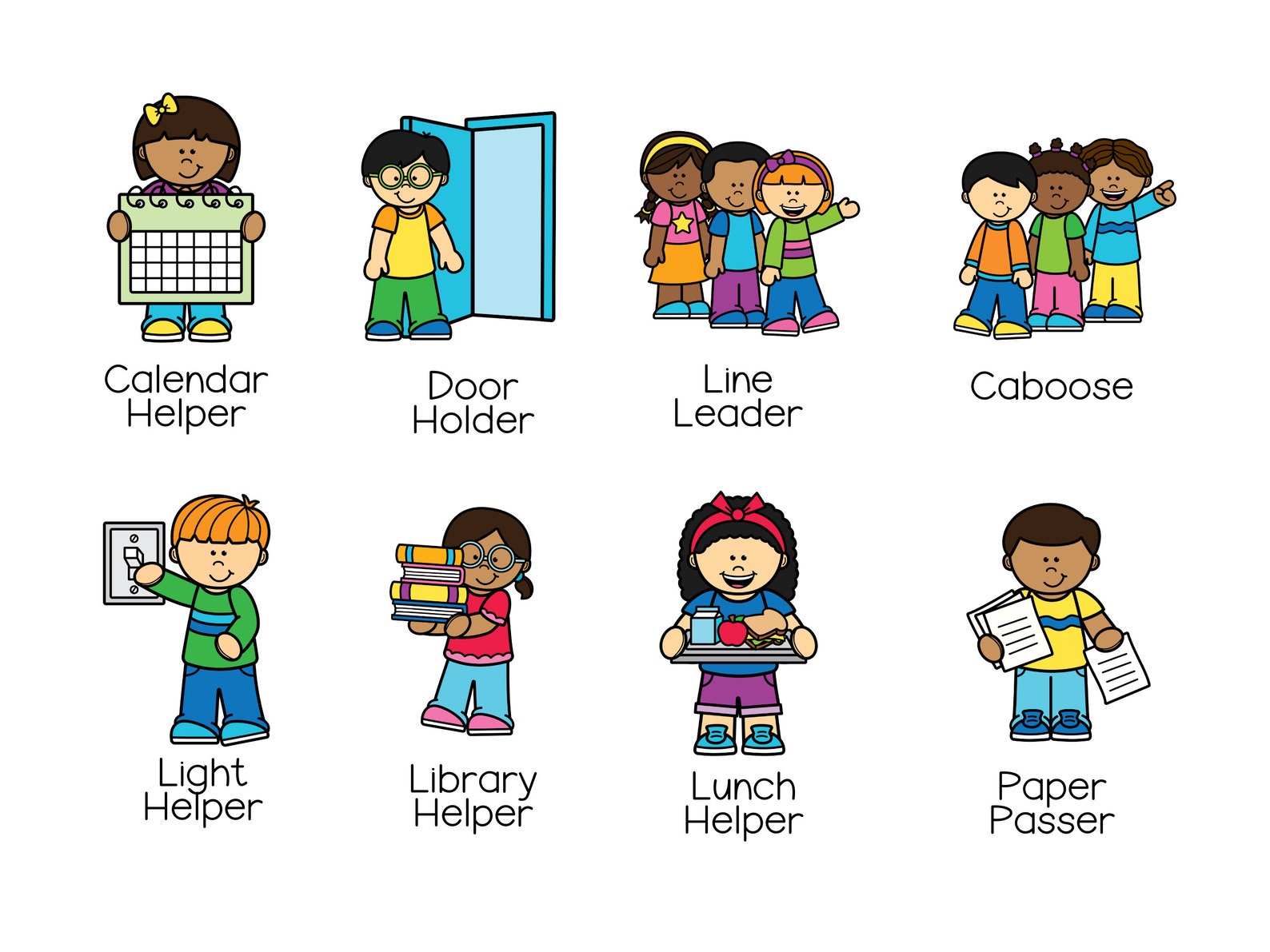 Classroom Jobs Class Helpers Magnet Whiteboard Custom With Clipart Line ...