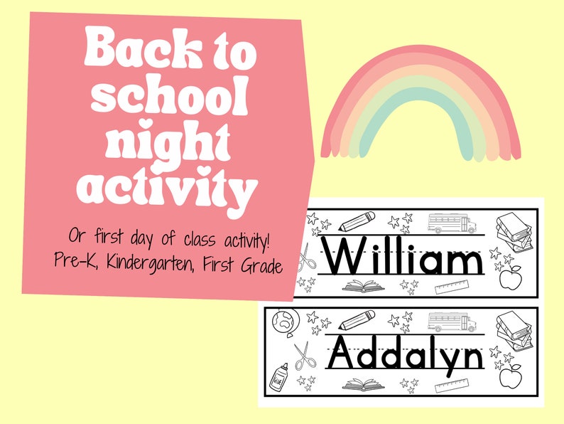 Coloring Activity Pre-k Name Tags Personalized Name Plates for Students ...
