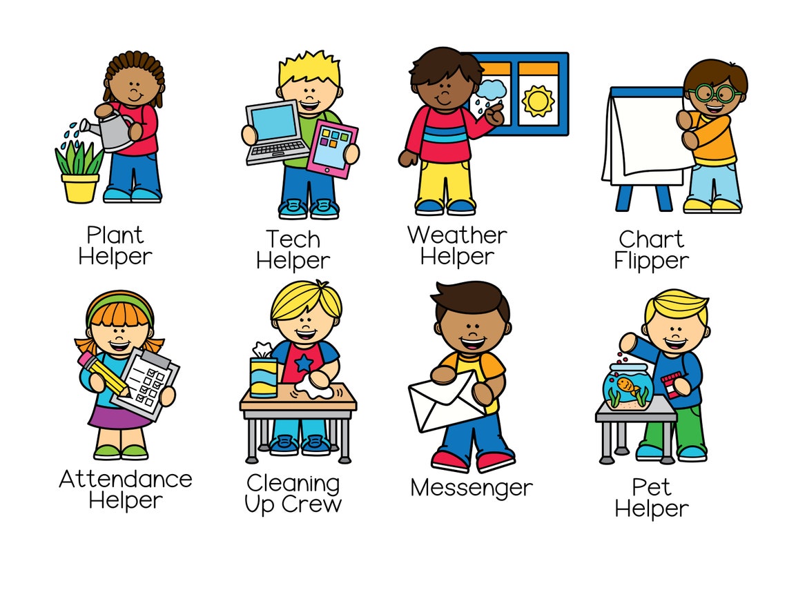 Classroom Jobs Class Helpers Magnet Whiteboard Custom With Clipart Line ...