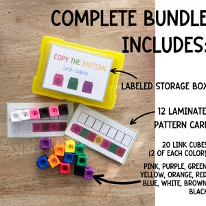 Link Cube Building Pattern Activity Prek Preschool Task Bin Fine Motor ...