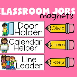 Classroom Jobs Class Helpers Magnet Whiteboard Custom With Clipart Line ...