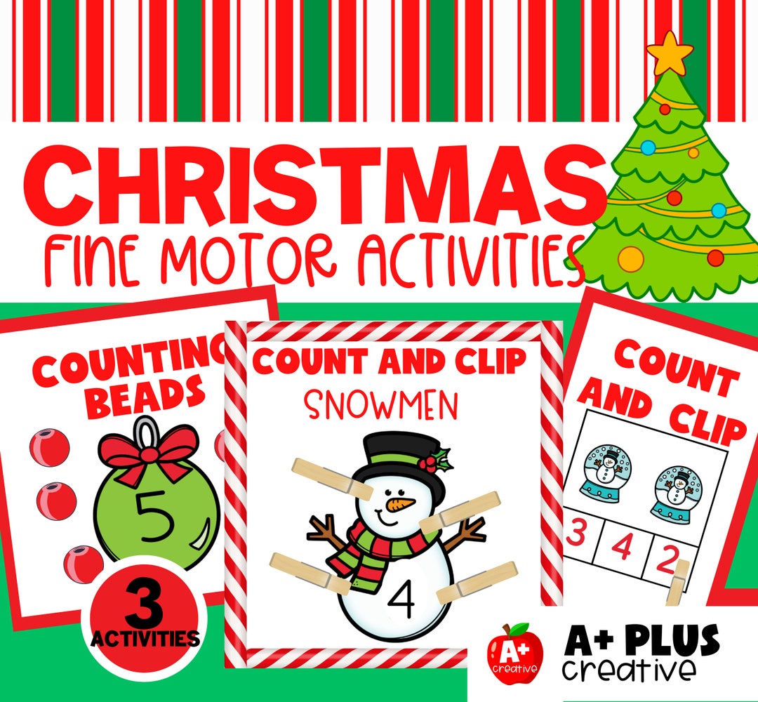 Christmas Fine Motor Tasks Bundle Preschool Activities Prek Christmas ...