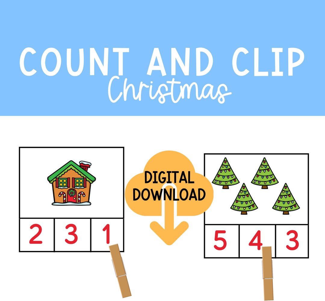 Christmas Counting Activity Preschool Prek Count and Clip Christmas ...