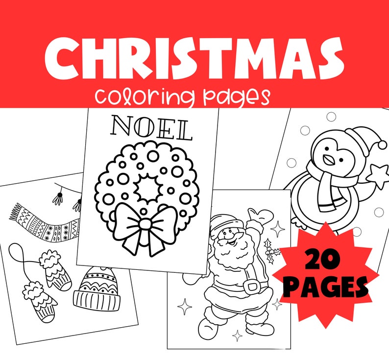 20 pages de Noël à colorier en téléchargement numérique - Jeu de Noël à ...