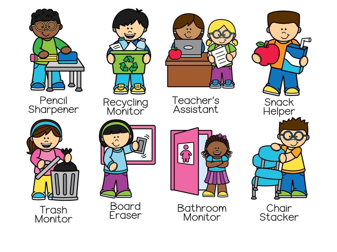 Classroom Jobs Class Helpers Magnet Whiteboard Custom With Clipart Line ...