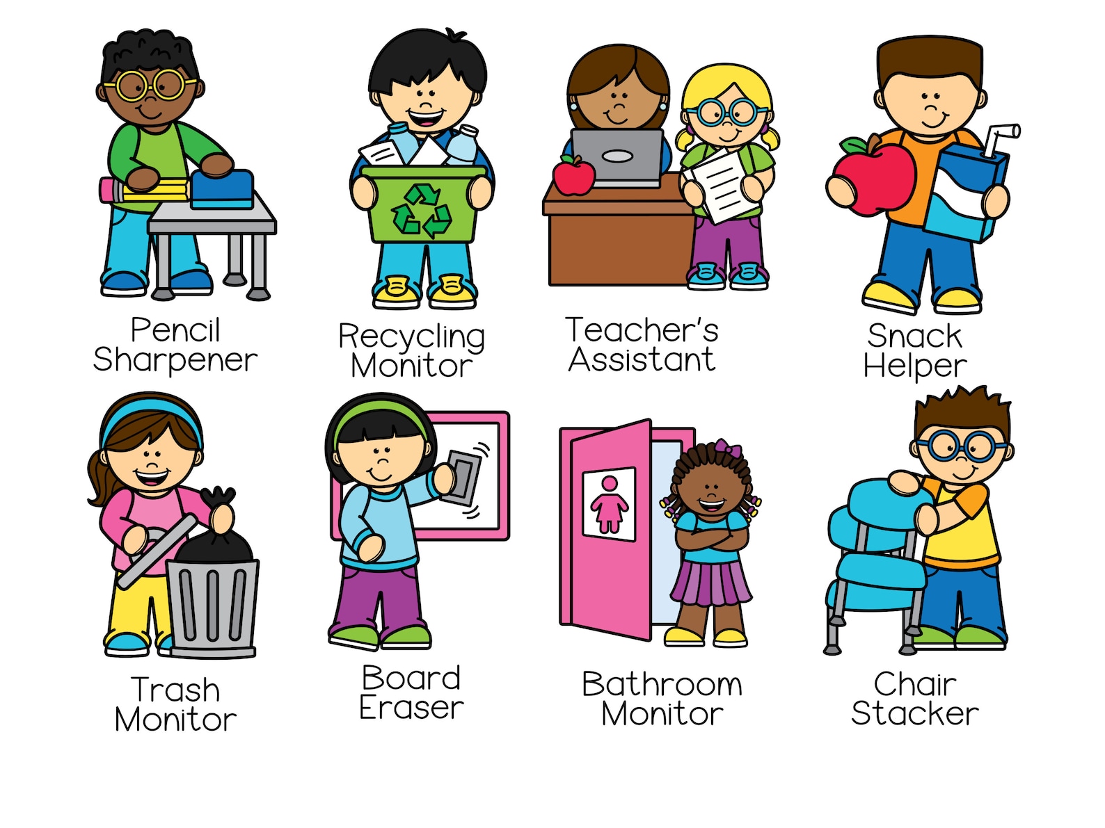 Classroom Jobs Class Helpers Magnet Whiteboard Custom With Clipart Line ...