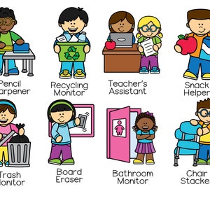 Classroom Jobs Class Helpers Magnet Whiteboard Custom With Clipart Line ...