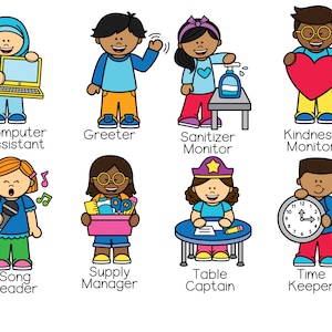 Classroom Jobs Class Helpers Magnet Whiteboard Custom With Clipart Line ...