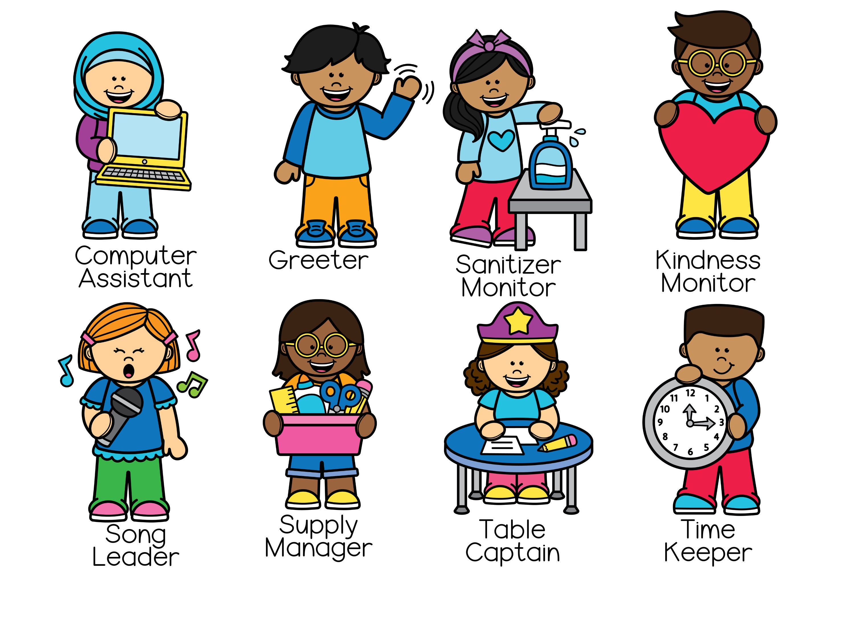 Classroom Jobs Class Helpers Magnet Whiteboard Custom With Clipart Line ...