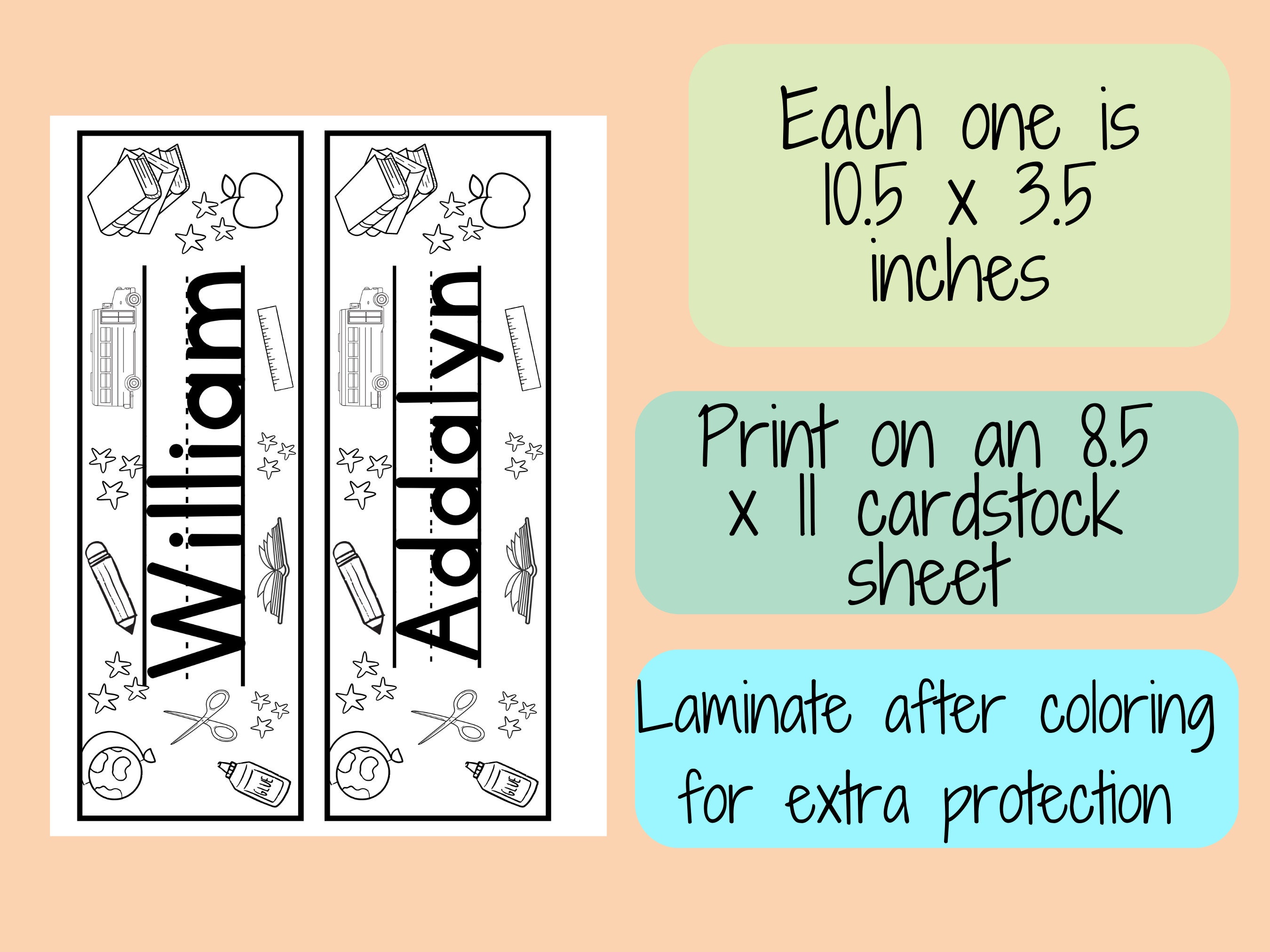 Coloring Activity Pre-k Name Tags Personalized Name Plates for Students ...