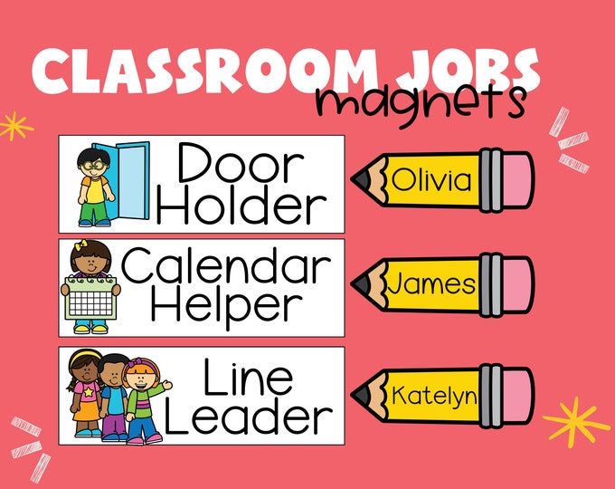 Classroom Jobs Class Helpers Magnet Whiteboard Custom With Clipart Line ...