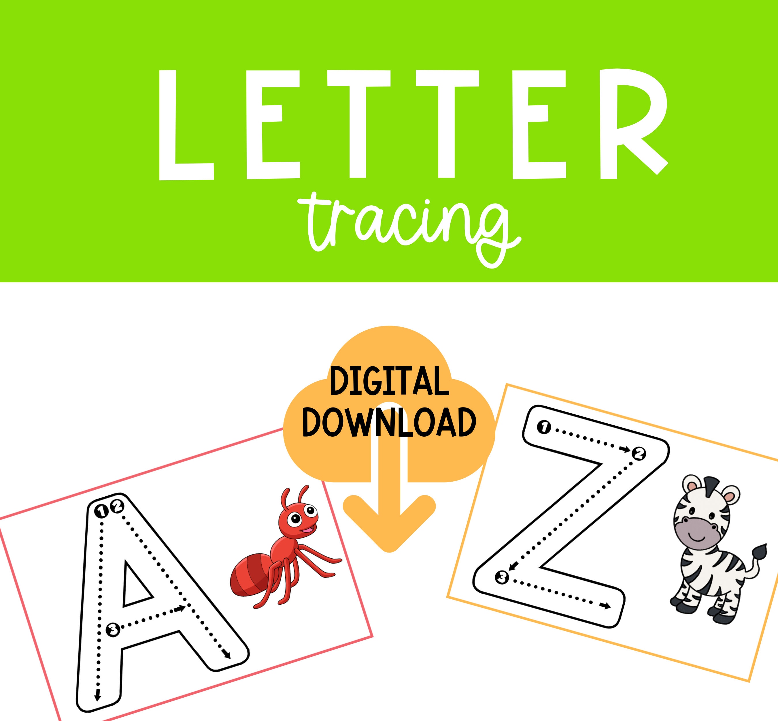 Letter Tracing Alphabet Worksheet Uppercase Letters Prek Centers ...