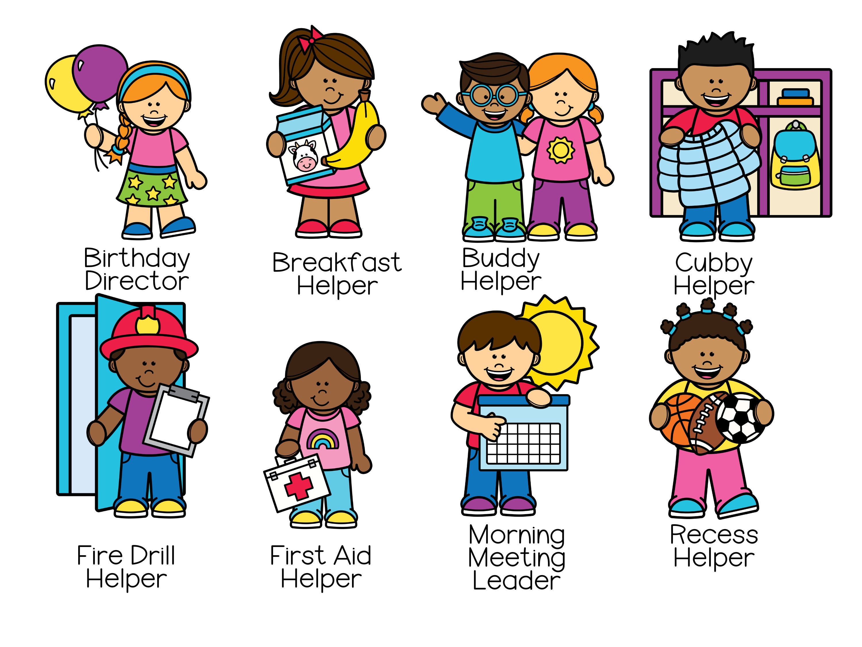 Classroom Jobs Class Helpers Magnet Whiteboard Custom With Clipart Line ...