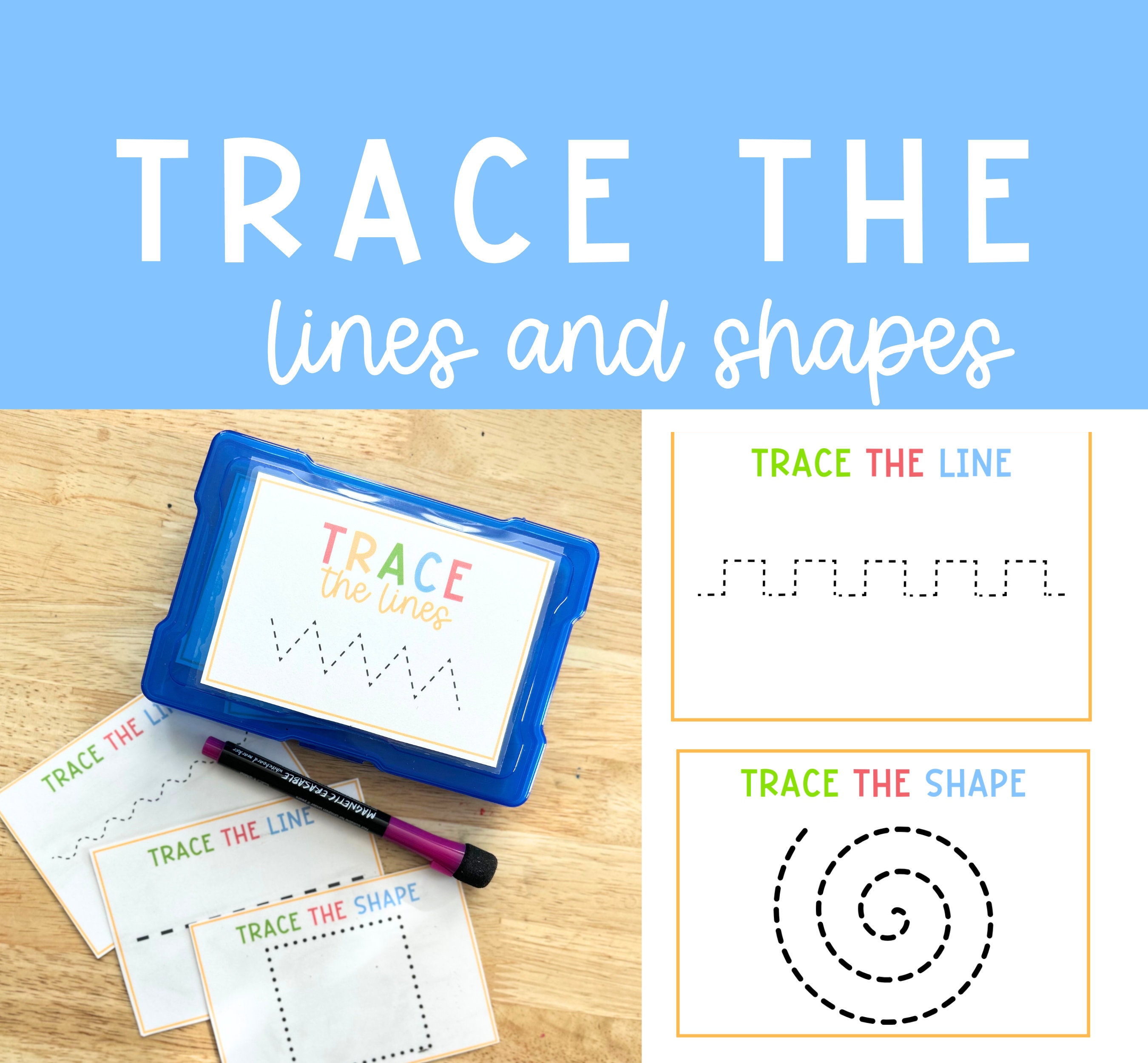 Trace Lines and Shapes Digital Download Quick Preschool Task Box Fine ...