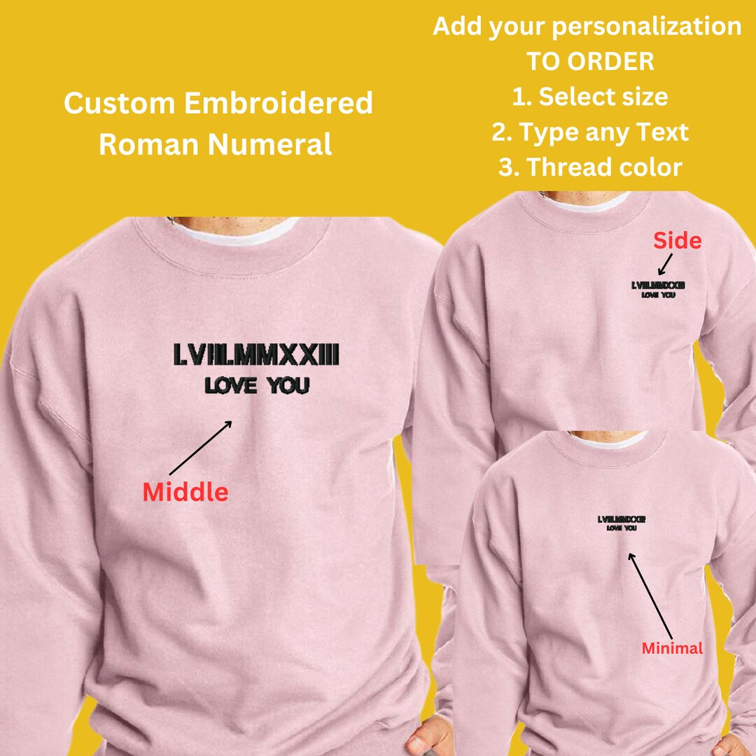 Custom Embroidered Roman Numeral Hoodie, Personalized Anniversary Gift ...