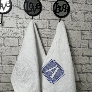 Embossed Rustique Monogrammed Hand Towel - Etsy