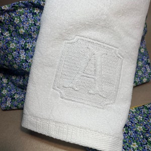 Embossed Rustique Monogrammed Hand Towel - Etsy