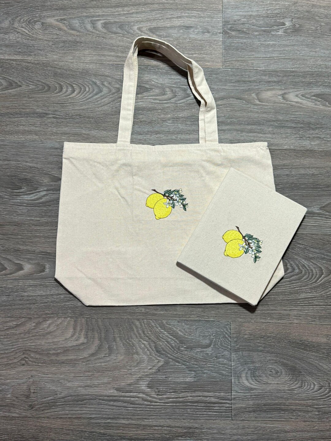 Embroidered Tote Bag & Matching Journal Cover Set - Etsy