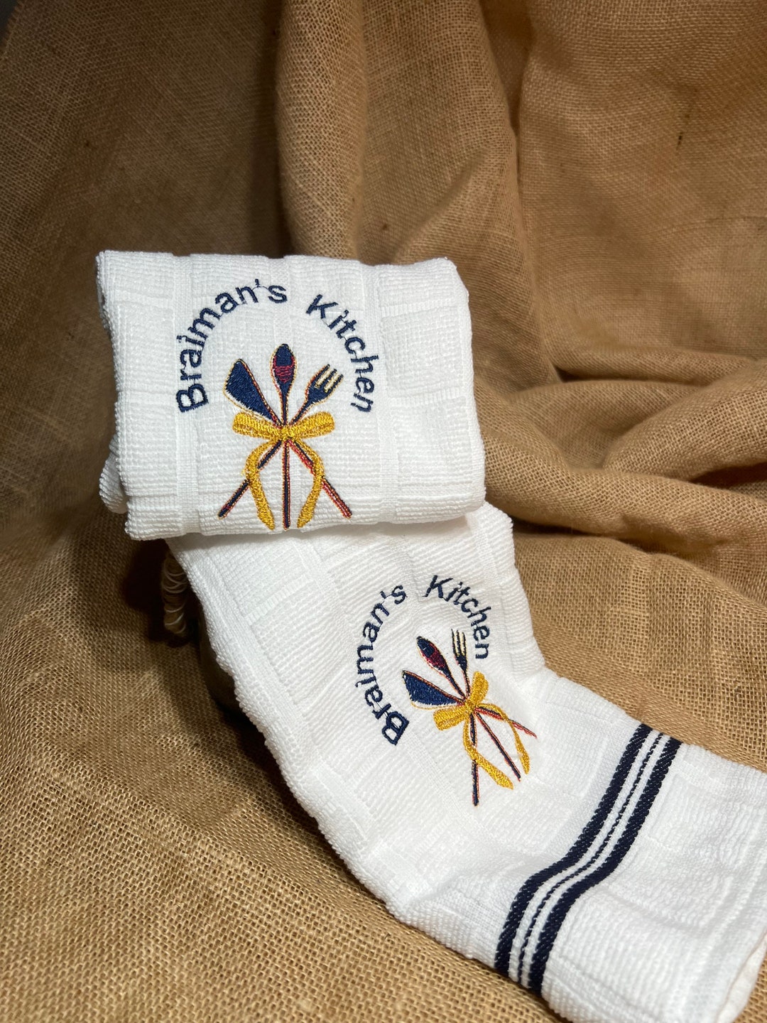 Personalized Embroidered Kitchen Towels, Tea Towel, Custom Dish Towel, Personalized Name Kitchen ...