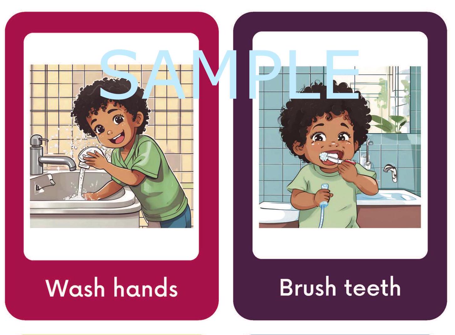 Daily Routine Cards for Black & Biracial Boys, Toddler/preschool ...