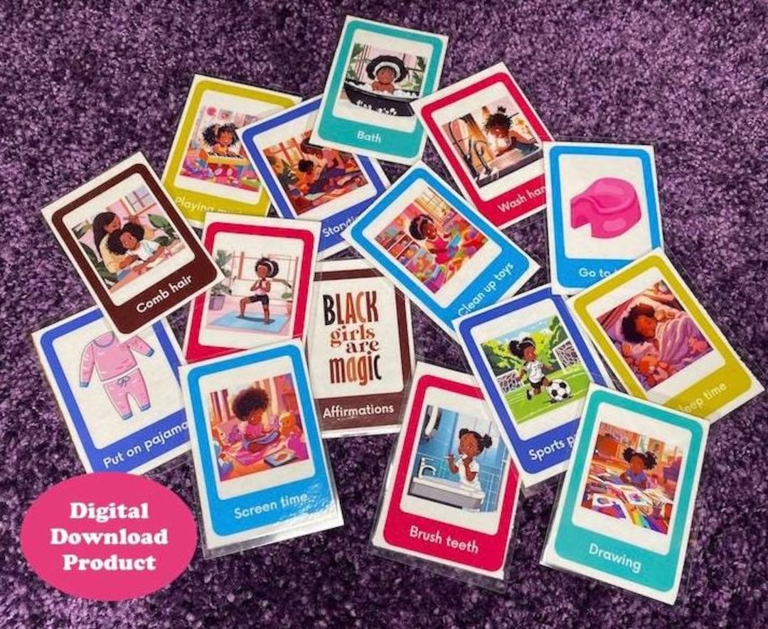 Black Girls Daily Routine Cards: Visual Schedule (digital Download) - Etsy