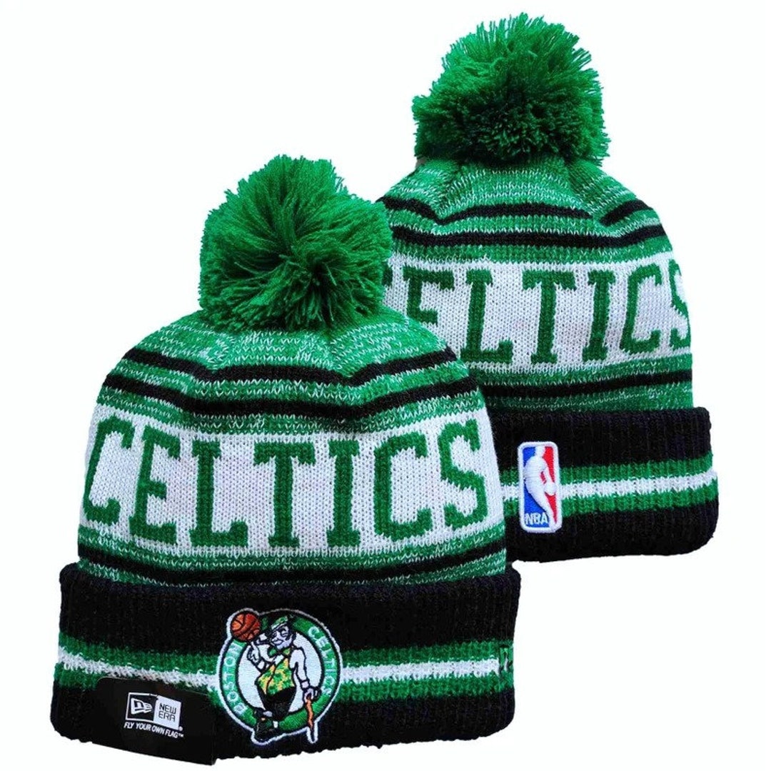 Boston Celtics Hat Knit Pom Beanie Cap Fleece Lined NFL Free - Etsy