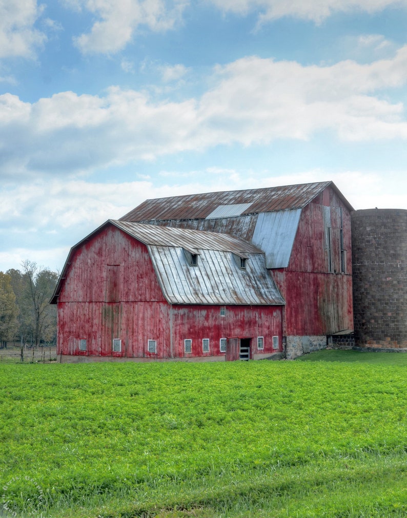 Double Barn of Faded Red Scenic Photo Wall Art Unframed - Etsy
