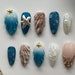 KAI Seashell Deep Sea Press on Nails 3D Seashell Nails Deep Blue Sea ...