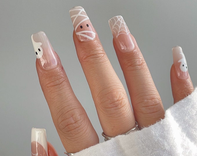BIANCA Halloween Ghost Nails Spider Web Nails Mummy Nails Spooky ...