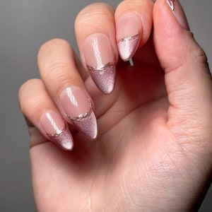 LANA | Magnetic French Press on Nails | Rose Gold Nails | French Tip ...