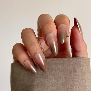 RHEA | Glazed Gradient Brown Press on Nails | Glazed Nails | Autumn ...