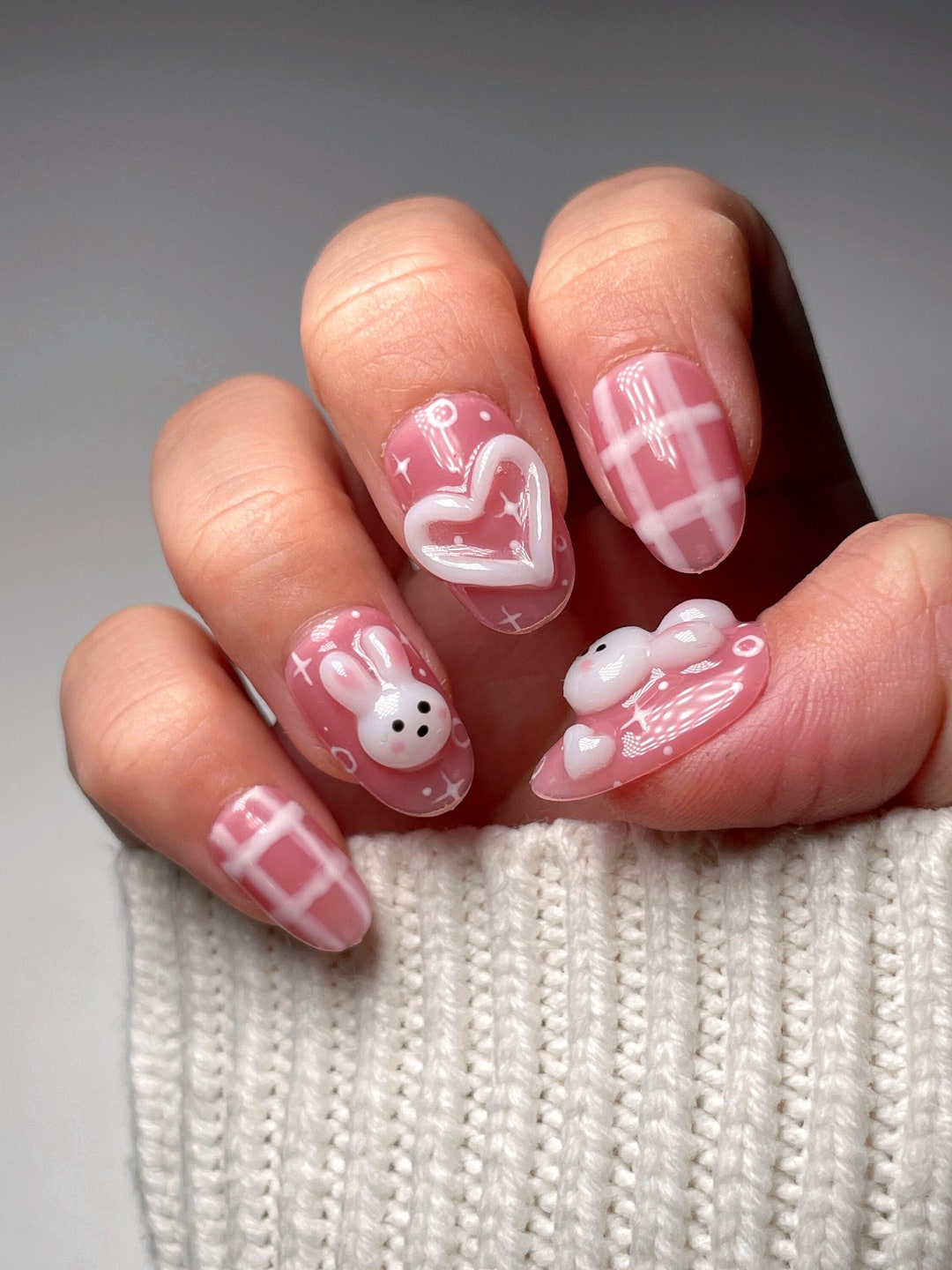 MYRA | Cutesy Bunny Press on Nails | 3D Sculpted Bunny Nails | Love ...