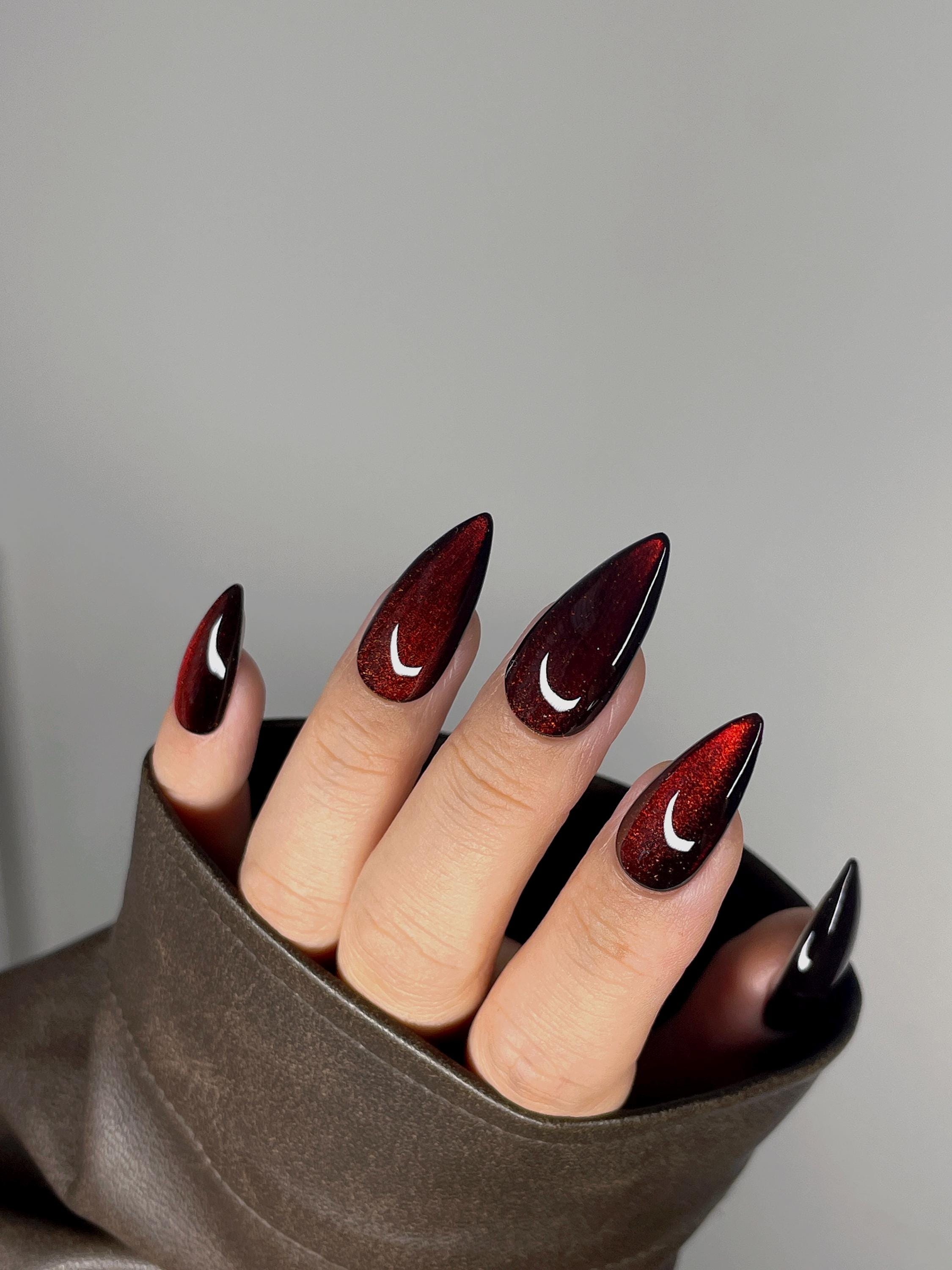 KALI | Blood Red Vampire Press on Nails | Bloody Cateye Nails | Vampire ...