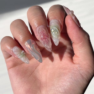 FAYE | Fairycore Aesthetic Press on Nails | Jade Aurora Nails | Lily ...