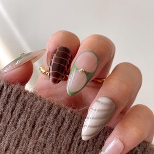 OAKLEY | Nature Theme Croc Press on Nails | French Croc Nails | Brown ...