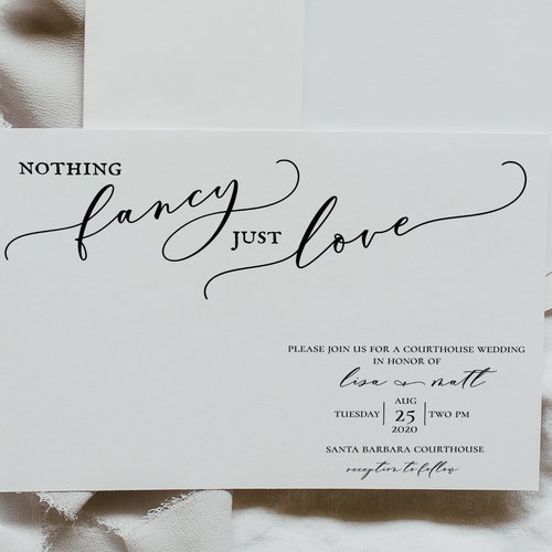 Courthouse Wedding Invitation Simple Small Intimate Wedding | Etsy