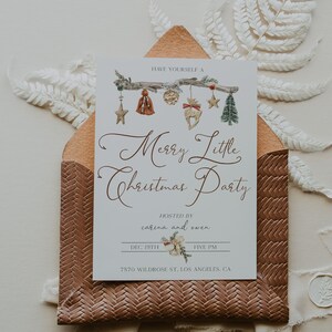 Boho Christmas Party Invitation - Neutral Earthy Christmas Party ...