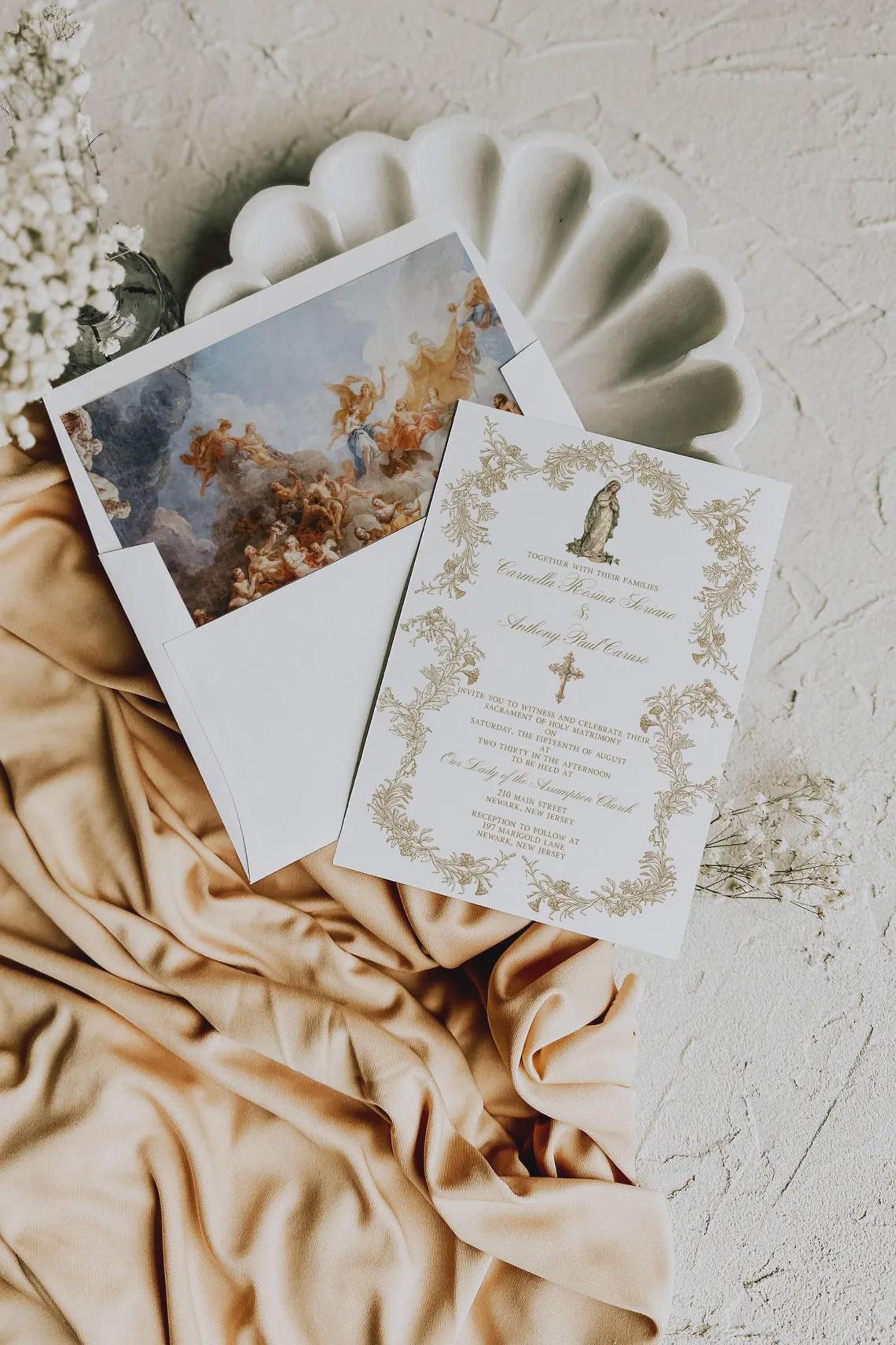 Catholic Wedding Invitation Suite - Virgin Mary Wedding Invitation ...