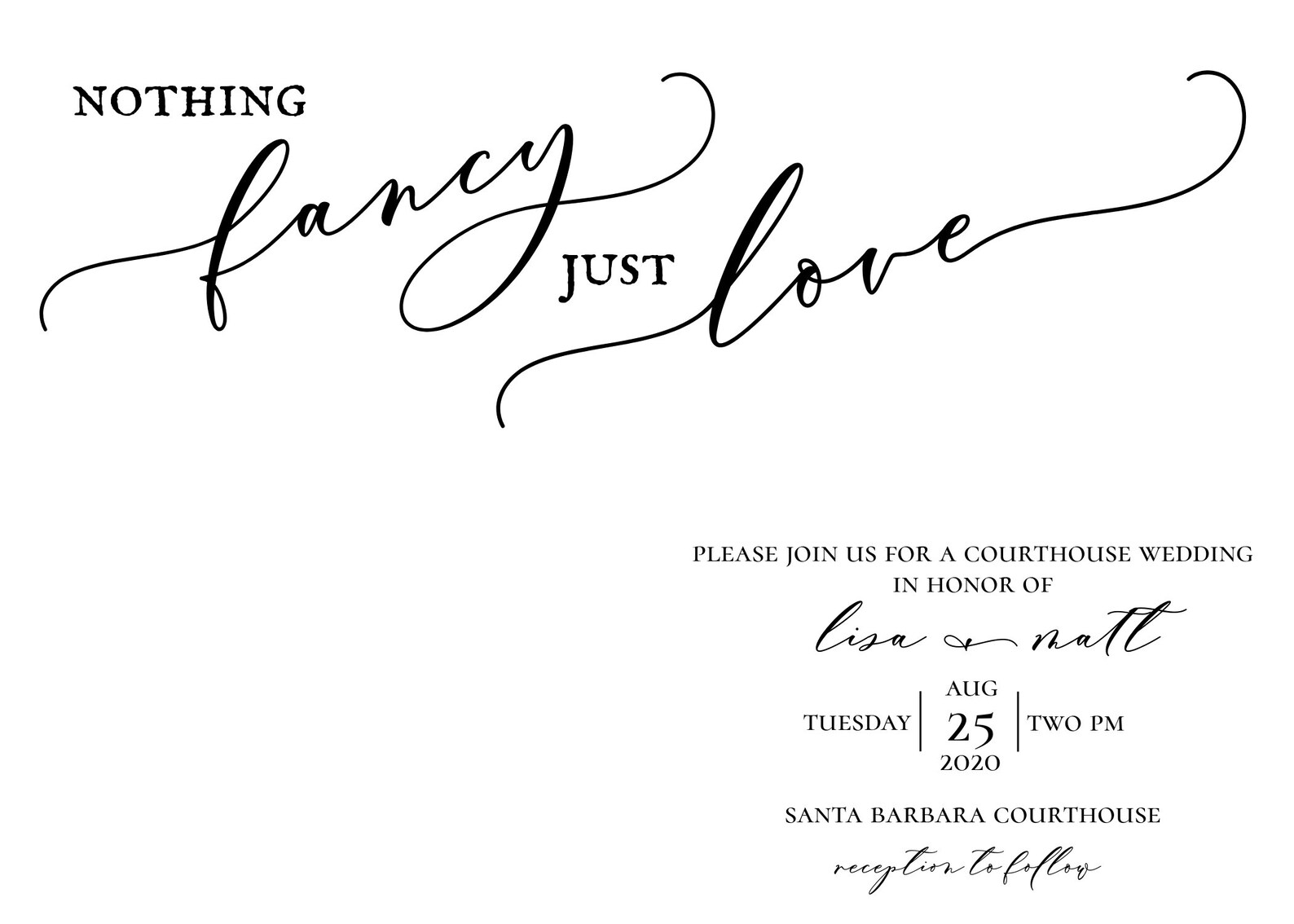 Courthouse Wedding Invitation - Simple Small Intimate Wedding ...