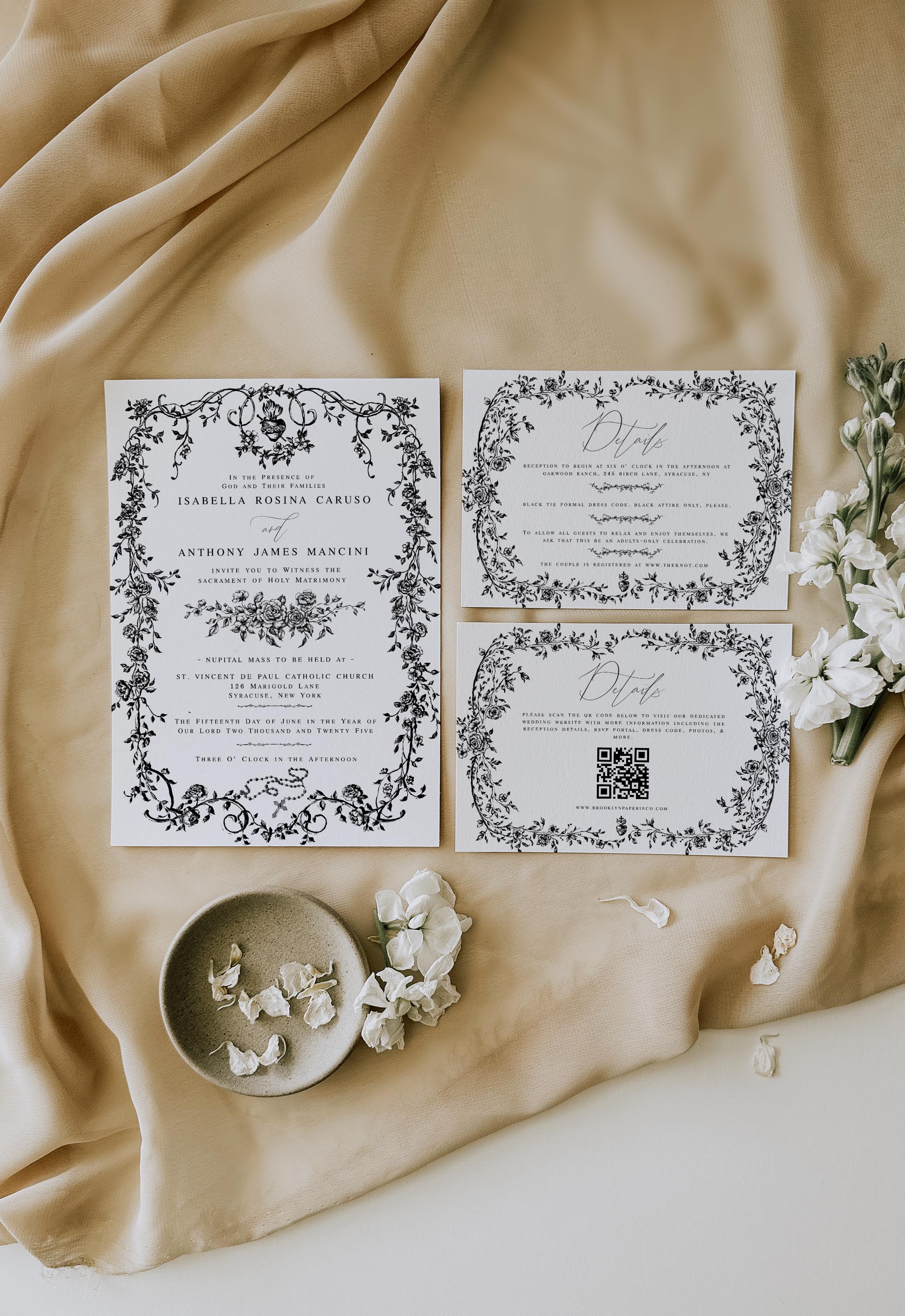 Catholic Wedding Invitation - Sacred Heart Wedding Invite - Catholic ...