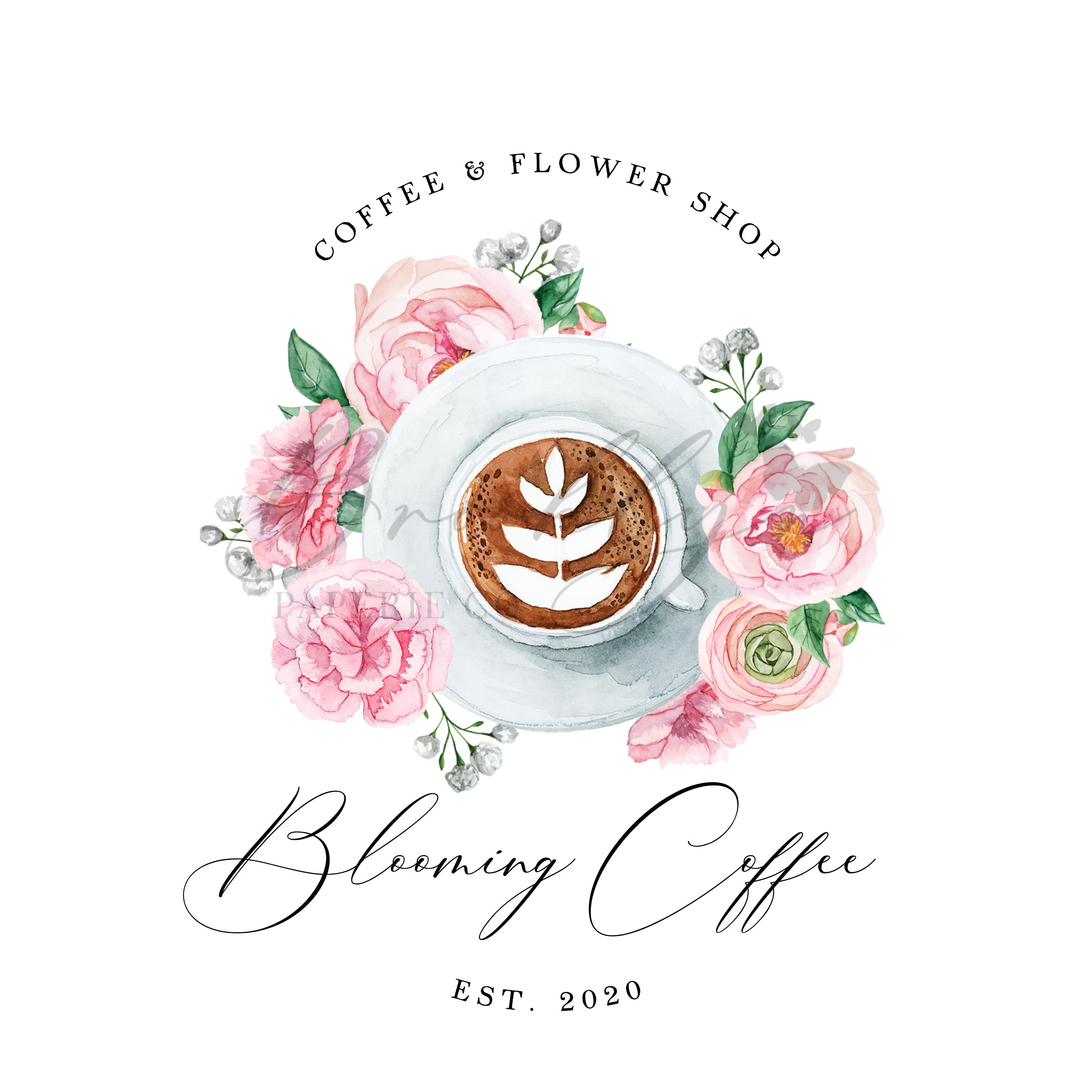 Coffee Shop Logo Flower Shop Logo Coffee and Flower Shop - Etsy