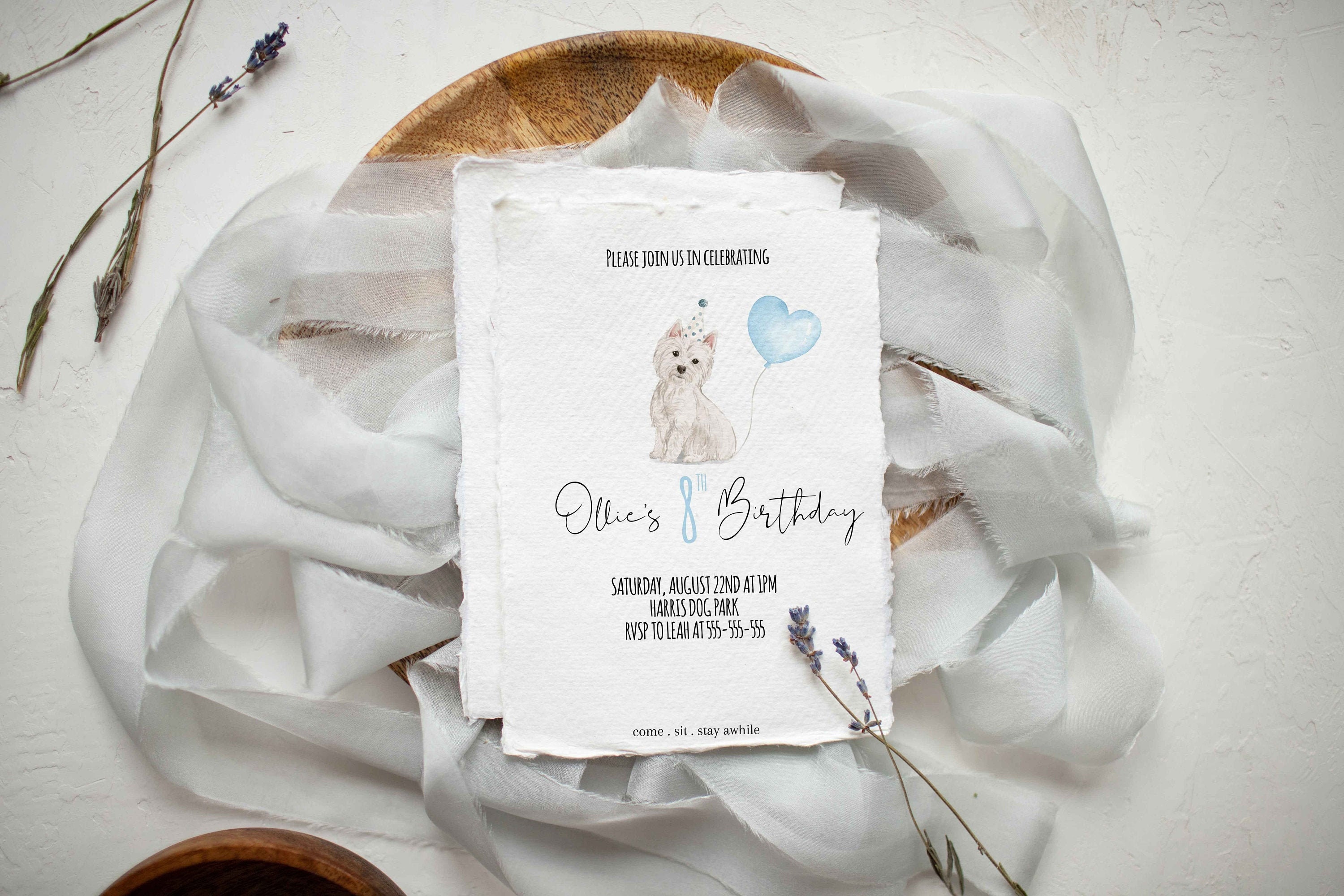 Maltese Dog Birthday Invitation - White Dog Birthday Invitation - White ...