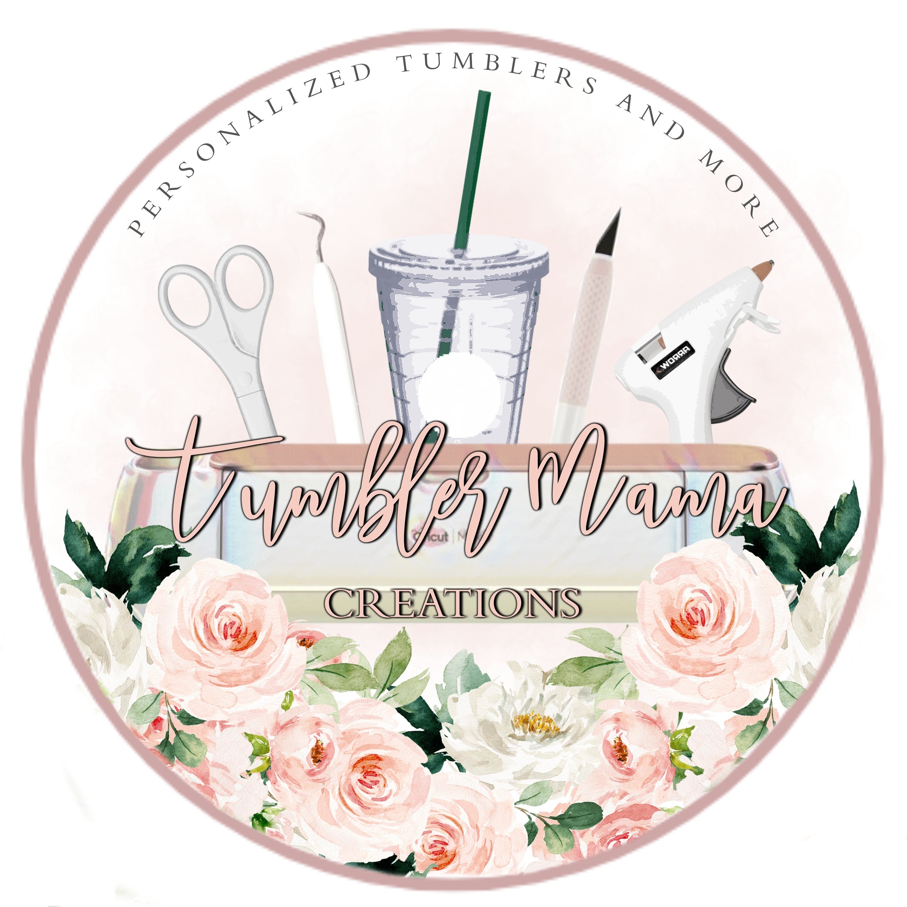 Floral Tumbler Logo Girly Tumbler Business Logo Instagram | Etsy