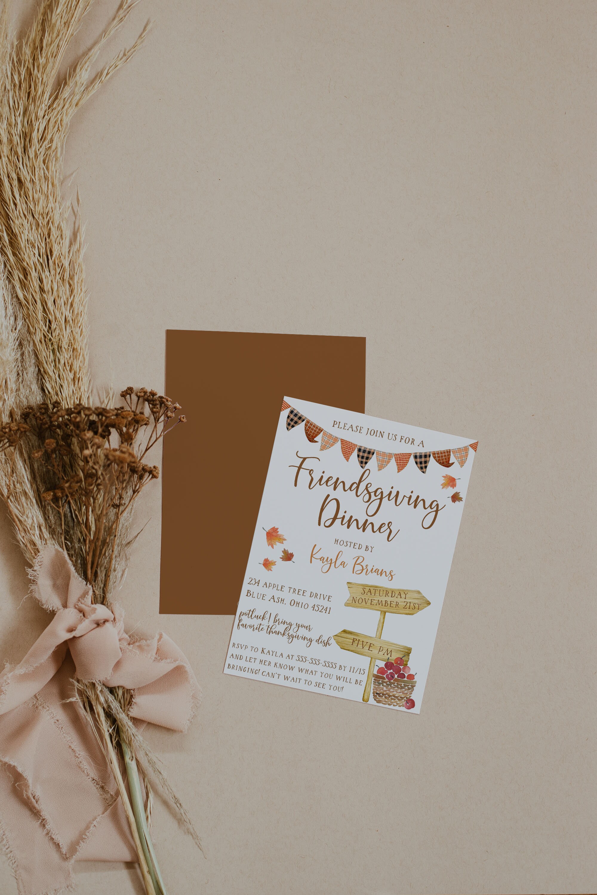 Cute Friendsgiving Dinner Invitation Fall Inspired - Etsy