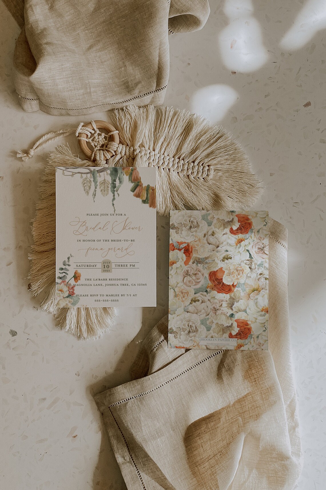 Moody Boho Bridal Shower Invitation - Modern Boho Bridal Shower ...