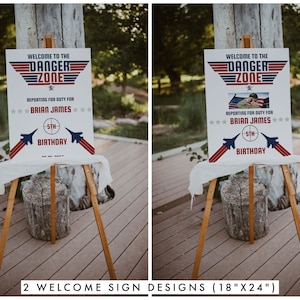 Airplane Theme Birthday Sign - Fighter Pilot Birthday Welcome Sign ...