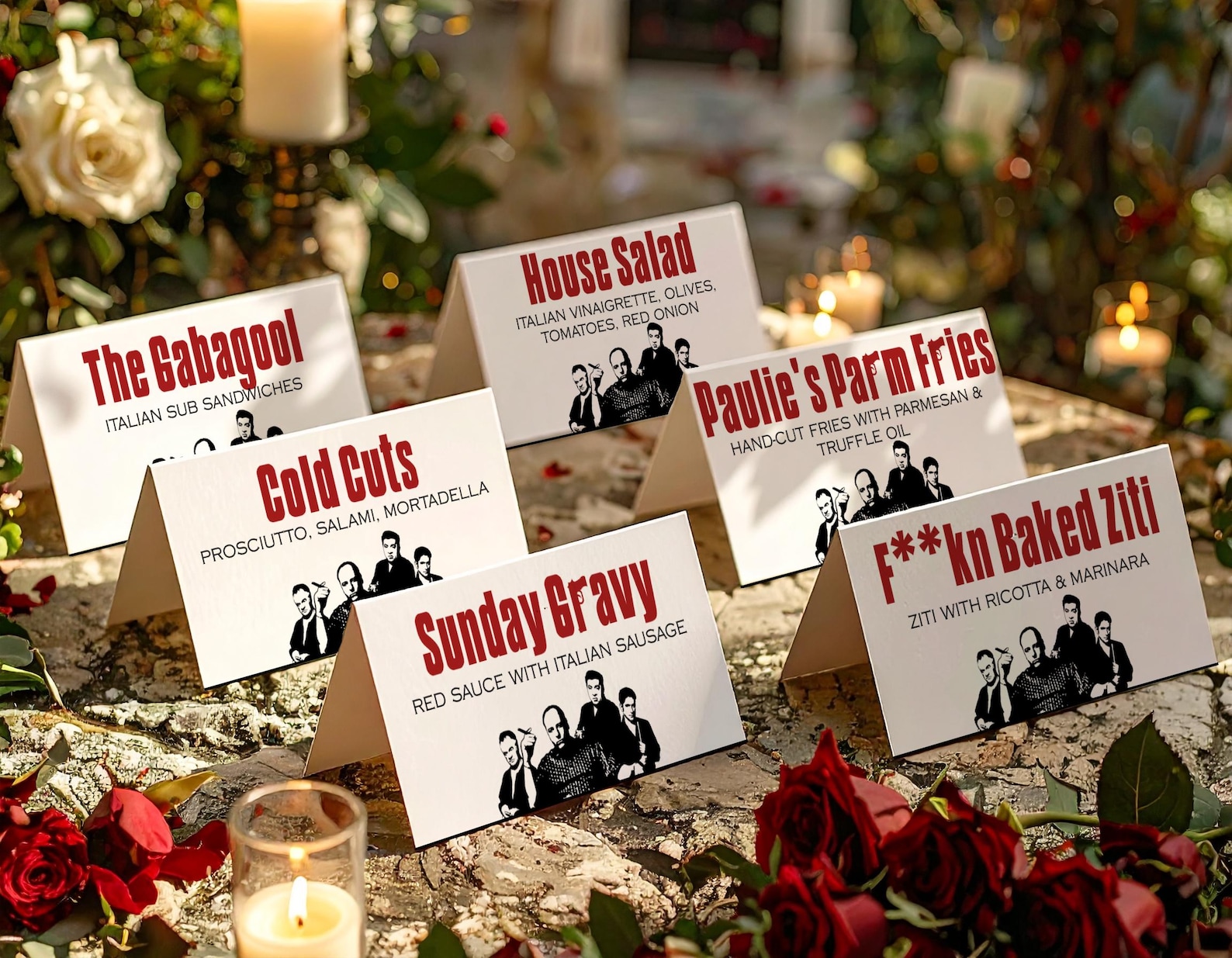Gangster Party Buffet Labels - Mobster Food Labels - Italian Gangster ...
