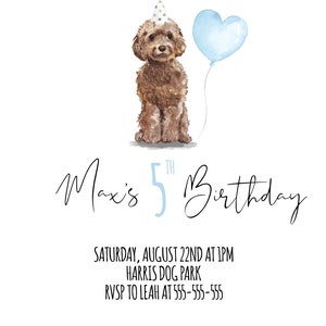 Cockapoo Dog Birthday Invitation - Poodle Birthday Bash Invitation ...