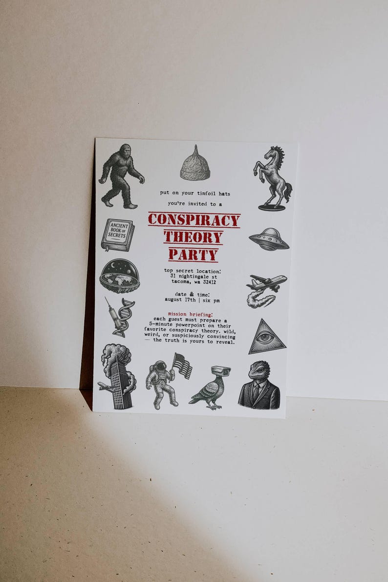 Conspiracy Theory Party Invitation - Conspiracy Presentation Party ...
